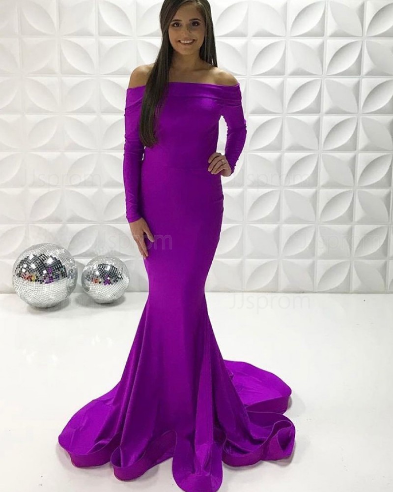 Purple Mermaid Prom Dresses One Shoulder